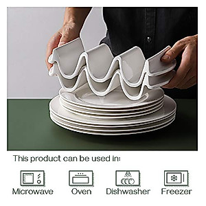 DOWAN Porcelain Taco Holder, 9.75" Large Taco Stand with Handle, Sturdy and Stable, Oven & Microwave & Dishwasher Safe, Safe without Sharp Edge, Taco Trays Holds 3 Taco Shell, Easy to Clean, Set of 2