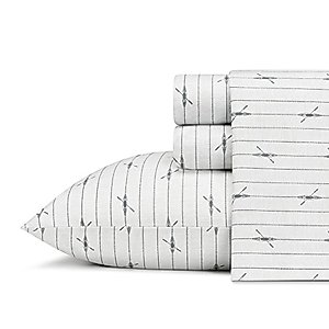 Eddie Bauer - Twin Sheets, Cotton Percale Bedding Set, Crisp & Cool Home Decor, Dorm Room Essentials (Downstream, Twin)