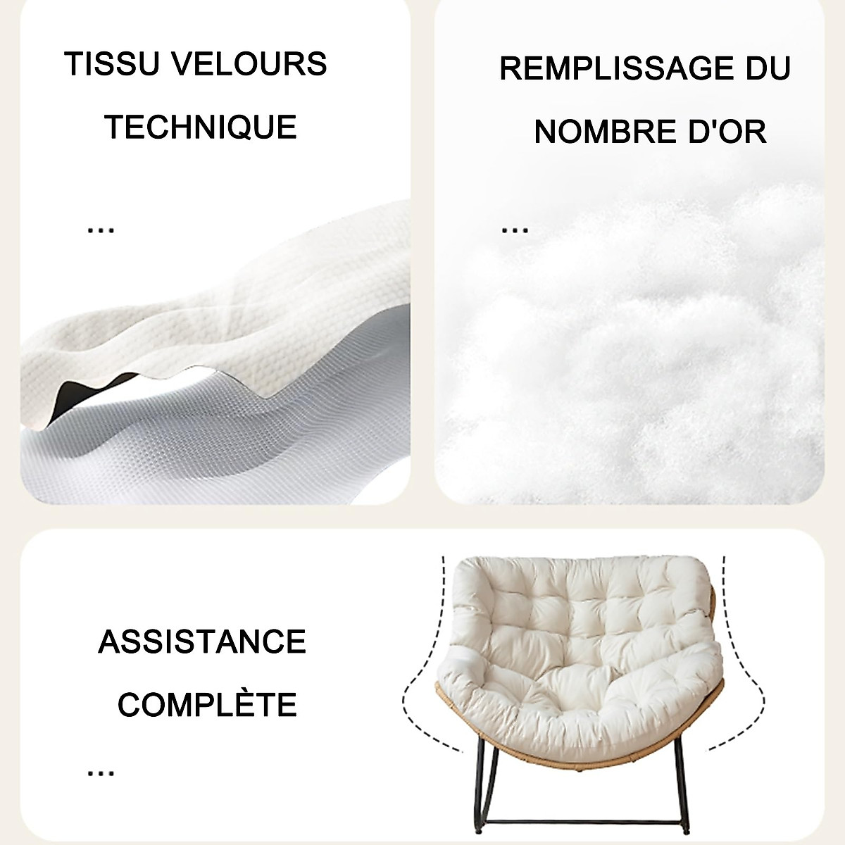 HARELA Outdoor Patio Rocking Chair, Indoor & Outdoor Rocking Chair, Rattan Rocker Padded Cushion Recliner, Modern Lounge Chair for Living Room Patio, Balcony, Front Porch, Garden (Color : Orange)