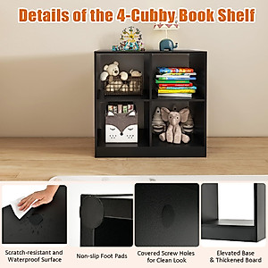 IFANNY Cube Bookcase, White Book Shelf with 4 Cubes, 2-Tier Small Display Shelf, Low Bookshelf Under Window, Cubical Storage Shelves for Bedroom, Living Room, Home Office