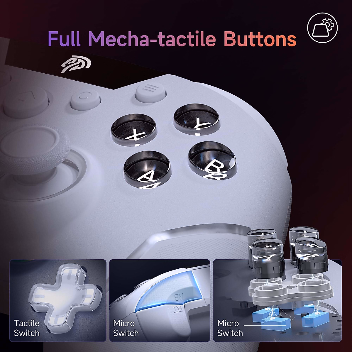 EasySMX X20 Wireless Gaming Controller with RGB Backlit, 2-Stage Hall Effect Stick, 1000Hz Polling Rate, 6-Axis Gyro on Multi-Platform, Mech Buttons- Compatible with PC/Switch/Steam/Android