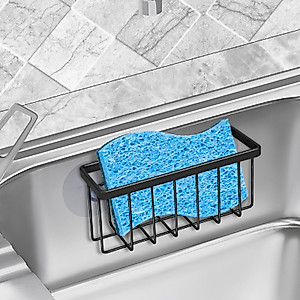 SHFKS Sponge Holder for Kitchen Sink Suction,Kitchen Sink Sponge Holder,Kitchen Sponge Holder,Dish Sponge Holder for Sink,Kitchen Sink Caddy (BLACK)