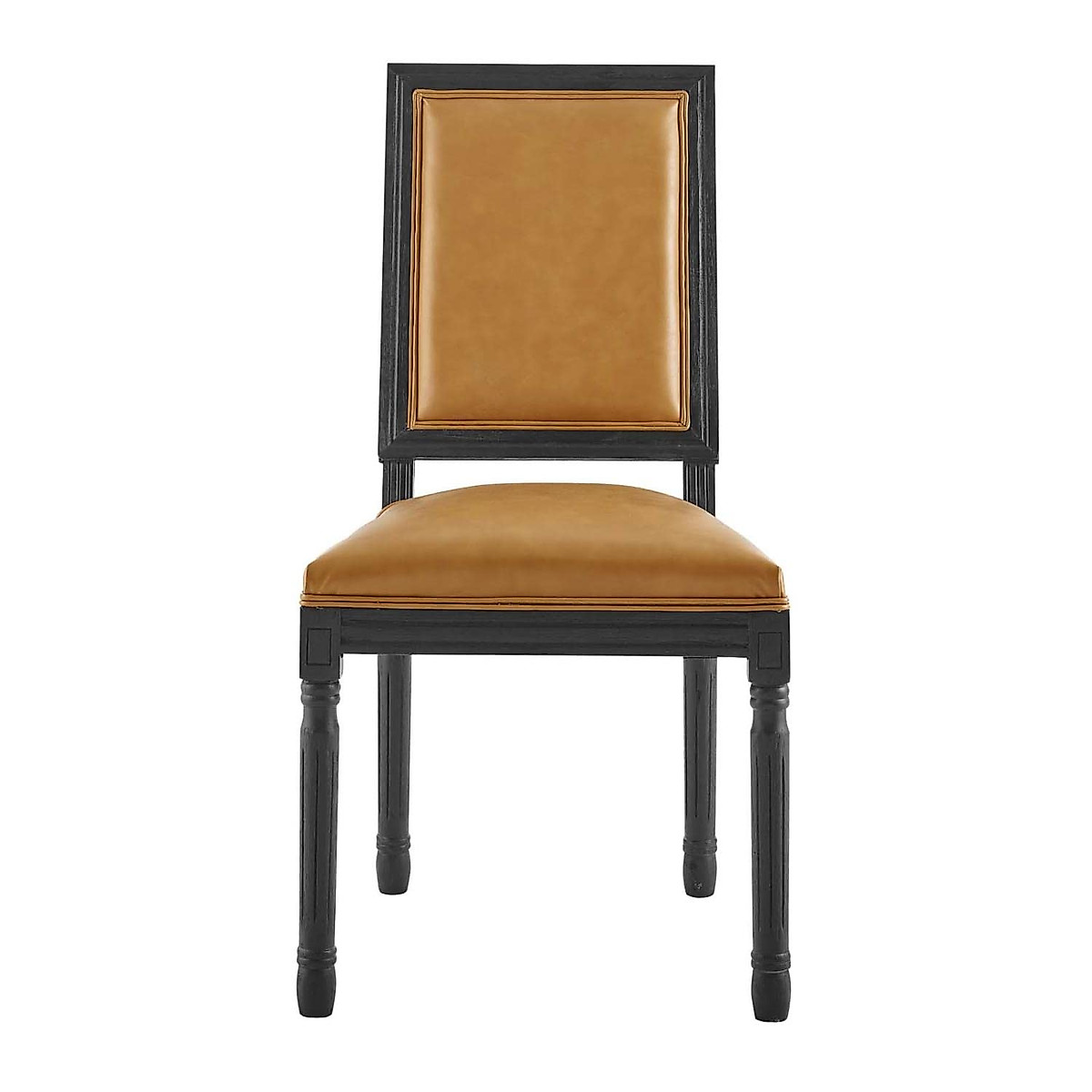 Modway Court French Vintage Vegan Leather Dining Chair in Black Tan