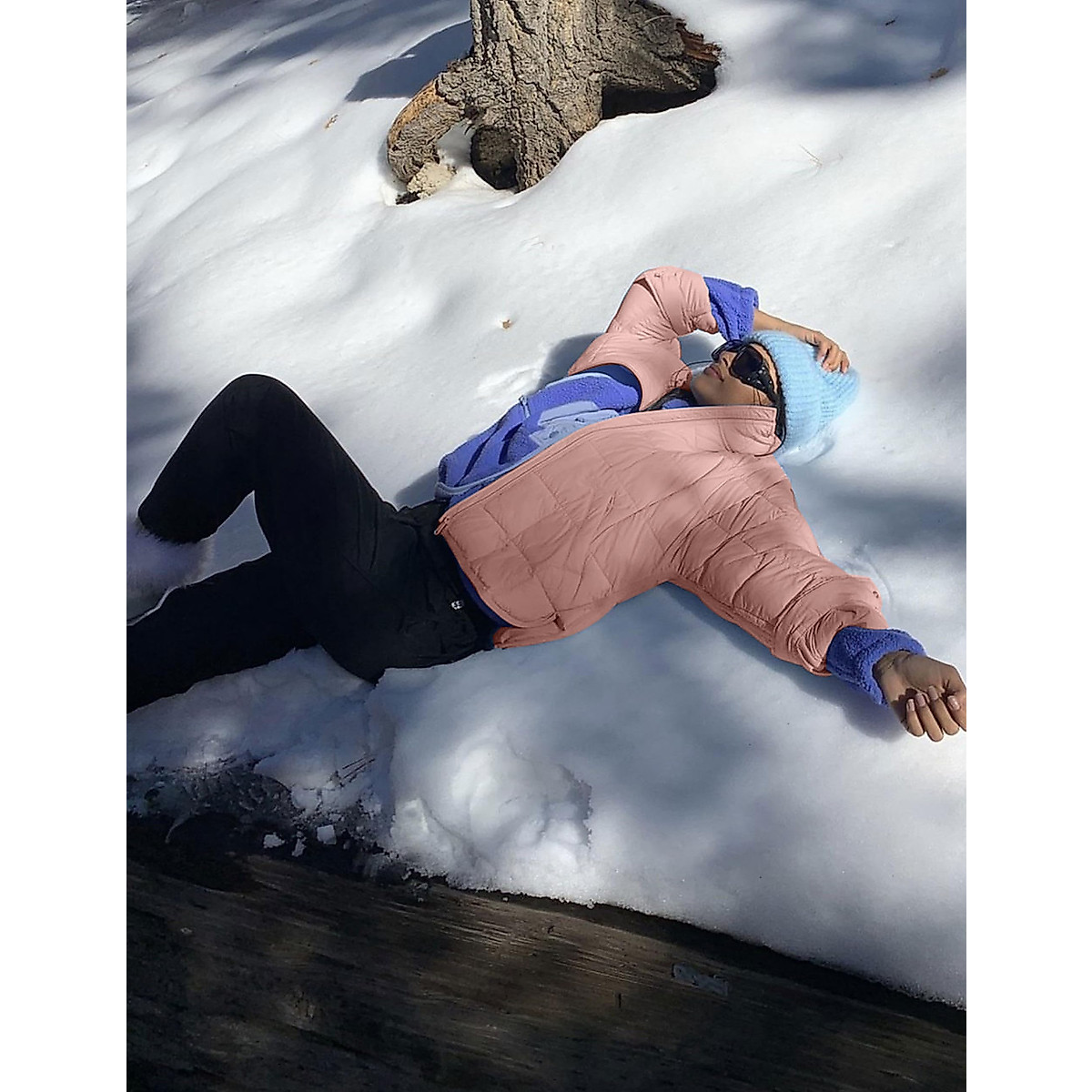 AMEBELLE Women’s Quilted Oversized Puffer Jacket Lightweight Zip Up Winter Warm Coat Outerwear with Pockets(2612-Pink-XL)