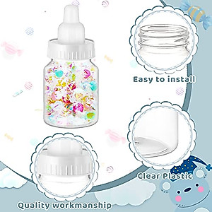 36 Pcs 3.5 Inch Baby Bottle Shower Favor Mini Plastic Candy Bottle Clear Plastic Baby Bottles for Baby Shower Mini Baby Bottle Feeding Bottle Candy Box for Baby Shower Favor Gift Decor (White)