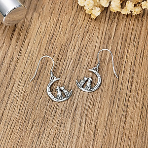 Wolf Earrings 925 Sterling Silver Wolves Dangle Earrings Hypoallergenic Wolf Jewelry Gifts for Women
