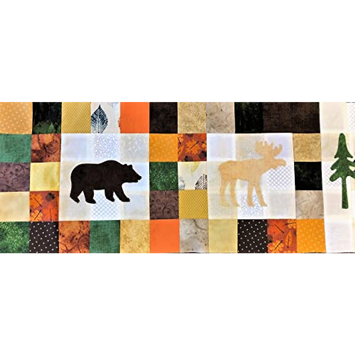 Autumn Table Runner Wall Hanging Kit - Fabric Charm Packs - 2.5-Inch Precut Fabric - Quilt Fabric - 100% Quilting Cotton - Quilting Fabrics - Cabin - Bear - Moose