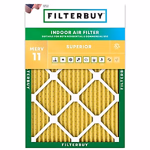 Filterbuy 20x25x1 Air Filter MERV 11 Allergen Defense (1-Pack), Pleated HVAC AC Furnace Air Filters Replacement (Actual Size: 19.50 x 24.50 x 0.75 Inches)