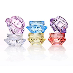 Wowlife 60Pcs 5 Gram/5 ML Cosmetic Sample Empty Container Diamond Plastic Jars for Cream, Eye Shadow, Nails, Powder, Jewelry, Lip balms, Toners