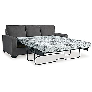 Signature Design by Ashley Rannis Casual 2-in-1 Sofa Sleeper with Folding Gel Memory Foam Mattress, Queen, Gray