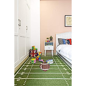 Furnish My Place 705 Solid Football 3'3"x5' Dalyn Rug, All Star Football Ground, Play Area Rug for Kids, Football Field Ground Rectangle, Anti Skid Rubber Backing, Green