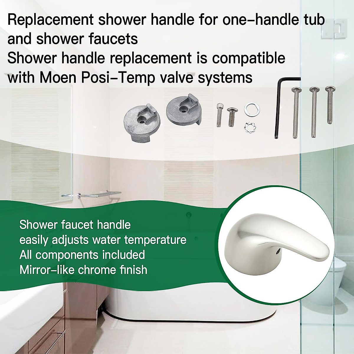 Moen Replacement Lever Shower Handle Kit - Compatible with Single Handle Tub and Shower Faucets, 100657, Brushed Nickel