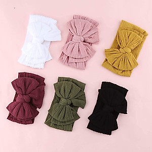 Makone Handmade Baby Headbands with Bows Stretchy Nylon Headbands for Infant Baby Girls