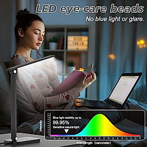 Bright Led Desk Lamp for College Dorm - Foldable Study Desk Light for Home Office, Modern Dorm Study Desk Lamps, 5 Light Mode Dimmable Brightness Eye-Caring Craft Task Lamp Reading Desktop Lamp,Black