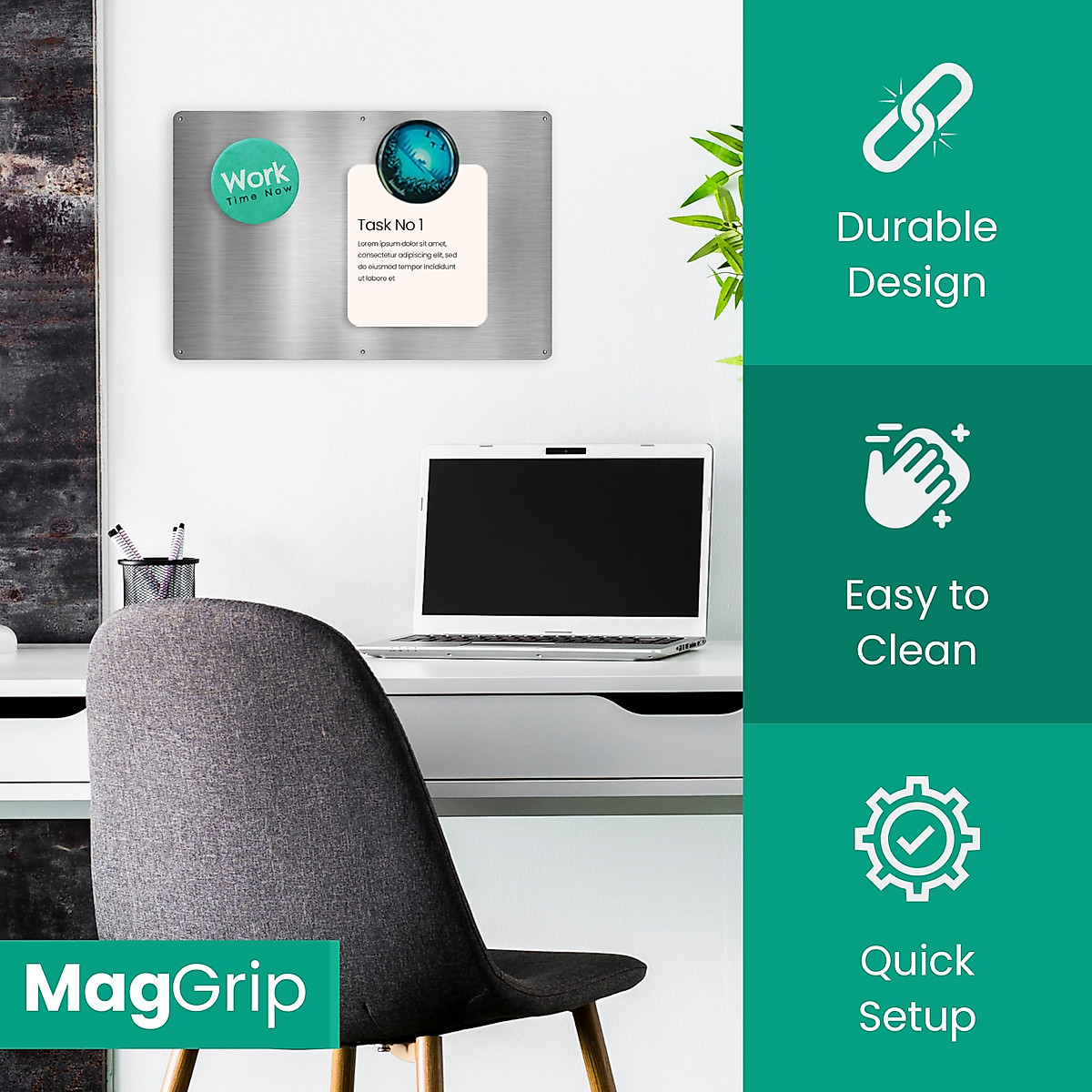 17.5inchX11.5inch Large Stainless Steel Plate for Magnets, 3M Adhesive Back, Mounting Screws, Ideal for Magnetic Shelf, Spice Holders, Fridge Magnets. Mount Anywhere! (Silver, 1 PACK)