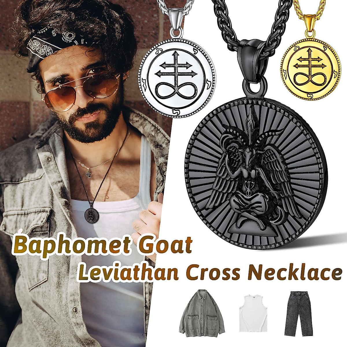 FaithHeart Satan Church Jewelry Sabbatic Gift Sigil of Lucifer Pendant Necklace Women Baphomet Goat Neck Charms