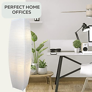 LIGHTACCENTS Alumni Paper Floor Lamps 2-Pack - Japanese Inspired Standing Lights with Chrome Base and Elegant White Paper Shade, Paper Lantern Lamp with Rice Paper Lamp Shade (Set of 2)