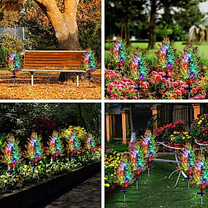 Solar Artificial Tree Lights Garden Stake Pathway Lights for Outdoor Decorations, IP65 Waterproof Solar Tree 2 Pack Flickering Tree Lights for Garden Yard Pathway Decor