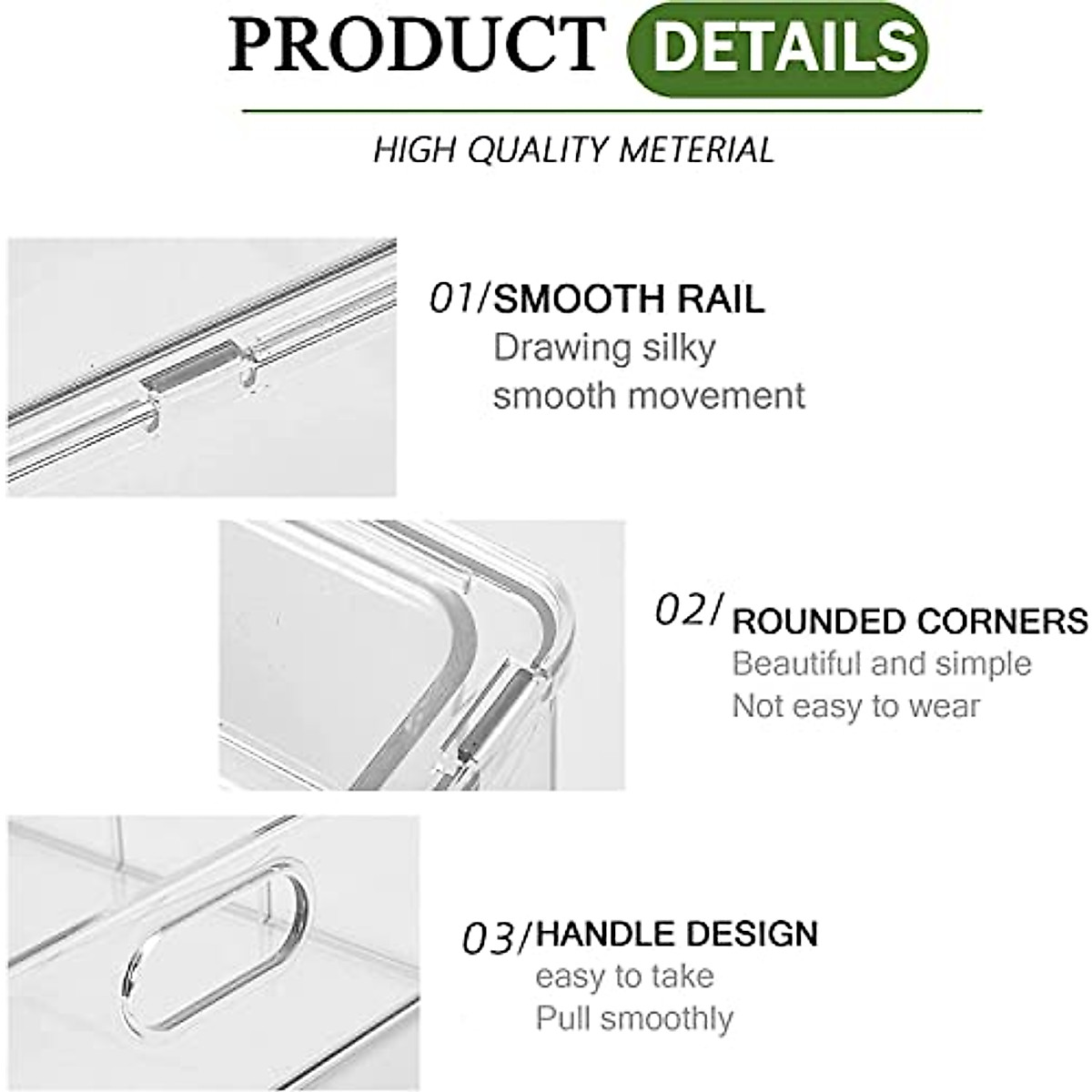 bealy 3 Pack Refrigerator Organizer Bins with Pull-out Drawer,Fridge Drawers Clear Stackable Storage Bins Containers for Freezer, Refrigerator, Fridge Organization,Kitchen Organization and Storage