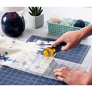 OLFA 45mm Quick-Change Rotary Cutter (RTY-2C/NBL) - Rotary Fabric Cutter w/ Blade Cover for Crafts, Sewing, Quilting, Replacement Blade: OLFA RB45-1 (Navy)