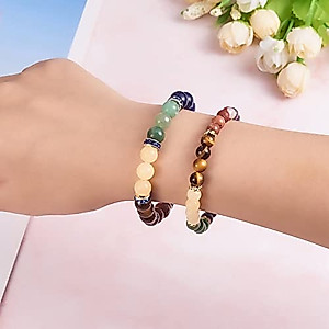 WEWAYSMILE 280 Pcs 7 Chakra Natural Stone Beads Round Gemstone Beads Mix DIY Smooth Stone Bead Kit Crystal Energy Healing Bulk Bead Charm for Jewelry Making Bracelet Necklace Earrings(6MM)