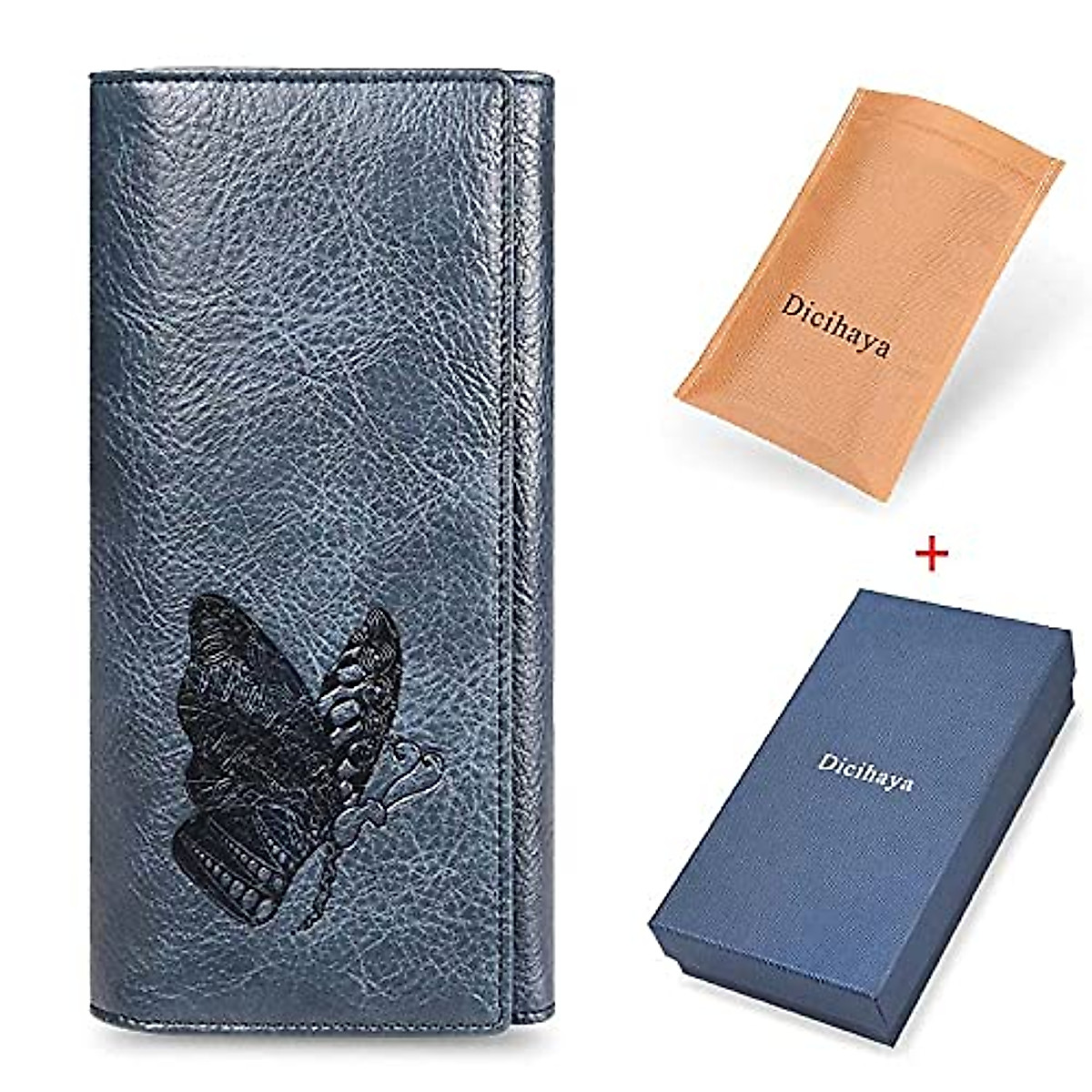 Dicihaya Butterfly Pattern Women Wallet Soft Leather Designer Bifold Large Capacity Multi Card Organizer Lady Clutch