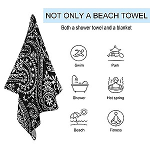 My Little Nest Bath Towels Soft Absorbent Bathroom Towel Dark Color Paisley Quick Dry Bath Towel Large Shower Towels Lightweight Hand Towels 31" x 51"