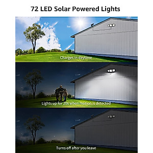Solar Lights for Outside, WL5000 Motion Activated Security Lights, Separate Solar Panel, 3 Adjustable Head 270° Wide Lighting Angle, IP65 Waterproof Wall Lamp for Porch Yard Garage, 2 Packs