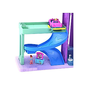 Polly Pocket Mega Mall with 6 Floors, Elevator, Vehicle, Parking Garage, Micro Polly & Lila Dolls, Dog & Storytelling Play Pieces; for Ages 4 and Up