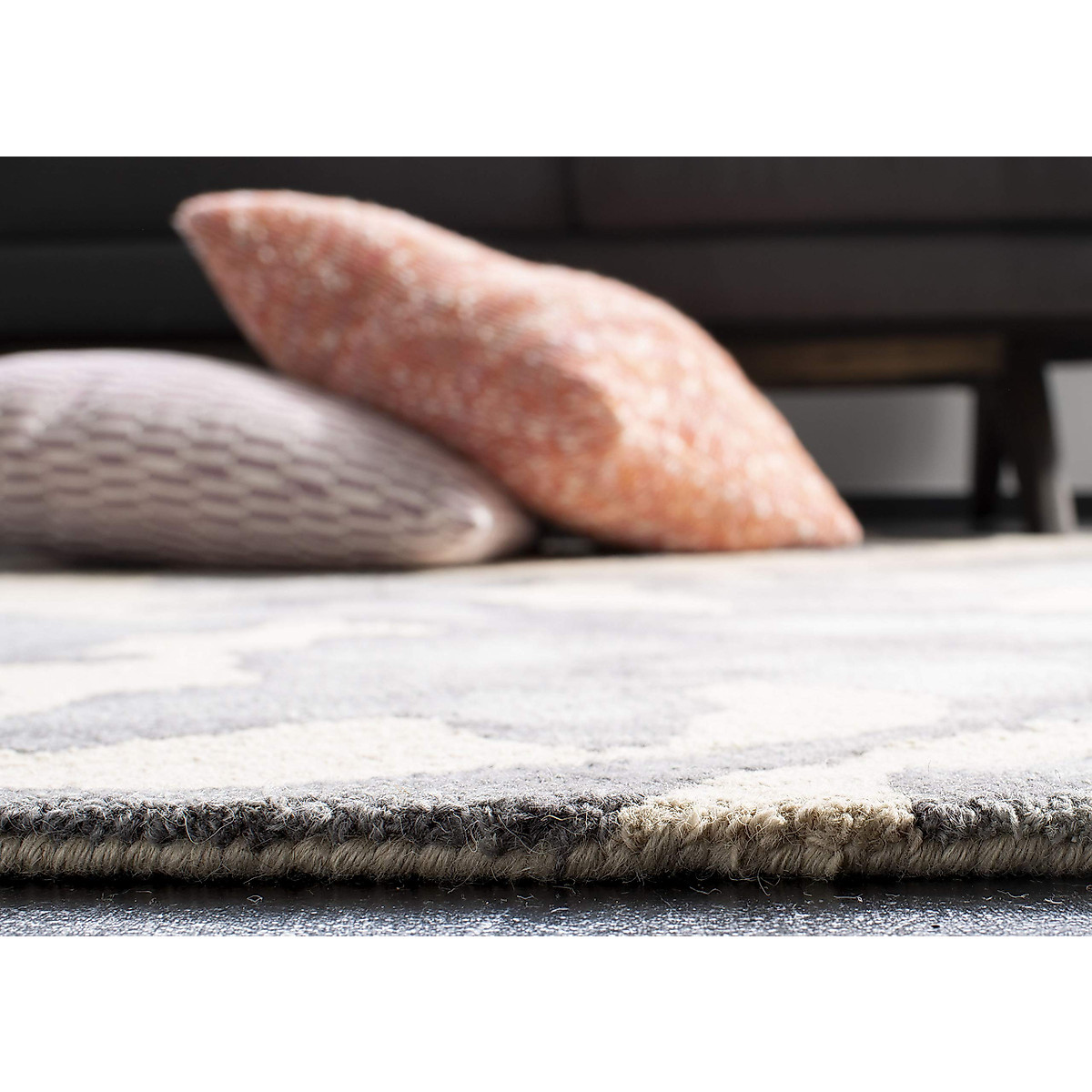 SAFAVIEH Dip Dye Collection 8' x 10' Beige / Charcoal DDY517E Handmade Modern Abstract Premium Wool Area Rug