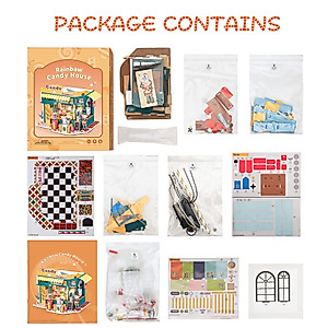 ROBOTIME DIY Miniature House Kit with Furnitures Tiny House Making Kit with LED Light 1:24 Scale Store Kit Creative Gifts Home Decor