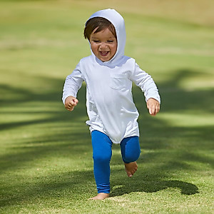 UV SKINZ UPF 50+ Baby Boy's Hooded Sunzie - White - 12/24m