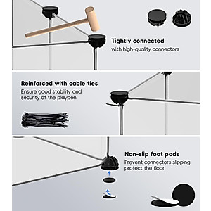 FunHola Small Animal Playpen, Guinea Pig Cages with Waterproof Mat, 12 Panels Pet Playpen for Hamsters, Hedgehog, Indoor Outdoor Plastic Fence, 48.5 x 24.8 x 16.1 inches
