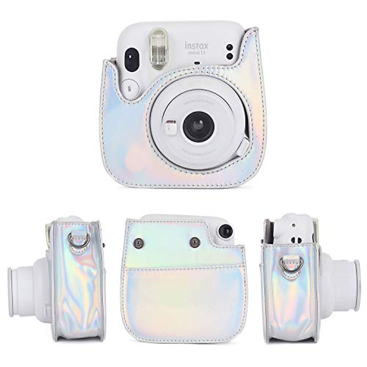 Phetium Instant Camera Case Compatible with Instax Mini 11,PU Leather Bag with Pocket and Adjustable Shoulder Strap (Magic Silver)