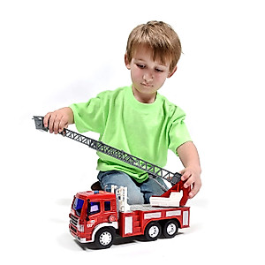 Sunny Days Entertainment Maxx Action Mini Rescue Vehicle Toy Fire Truck with Extention Ladder and Push Button Lights and Sounds (Colors and Style Purchased May Vary)