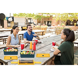 BentoMoment Upgrade Bento Box for Adult, 2 Layers Stackable Lunch Box with Tableware Dust Cover, 49oz Bento Salad Containers for Adults with 2 Removable Divider, Eco-Friendly Reusable Bento Box