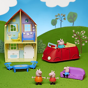 Peppa Pig Toys Peppa's Family Home Combo , House Playset with 4 Figures and Car , Preschool Toys for 3 Year Old Girls and Boys and Up