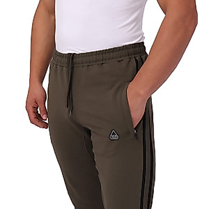 SCR SPORTSWEAR Men's Joggers Ultimate Flex Track Jogging Running Pants Mens Sweatpants Work Out Pant with Zipper Pockets 30/33/36 Tall Long Inseam (L/36L,KGR/B-K849)