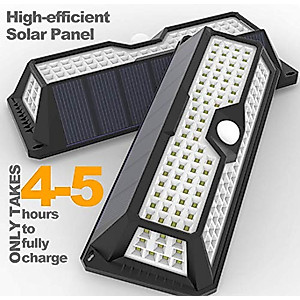 MagicPro Solar Lights Motion Sensor Solar Powered Light - 136 LED Outdoor Security Lighting for Porch, Garden, Driveway, Energy Saving, Durable and Waterproof White Light 2PK