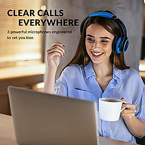 PurelySound E7 Pro Active Noise Cancelling Headphones, Over-Ear Bluetooth Headphones with Mic, Rich Deep Bass, Long Battery Life, Comfortable - Black