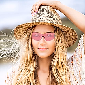 loraleo 2 Pairs Y2K Sunglasses for Women Men, Trendy Shield Wrap Around Sun Glasses, Rimless Star Sunglasses, Oversized Frameless Glasses Shades