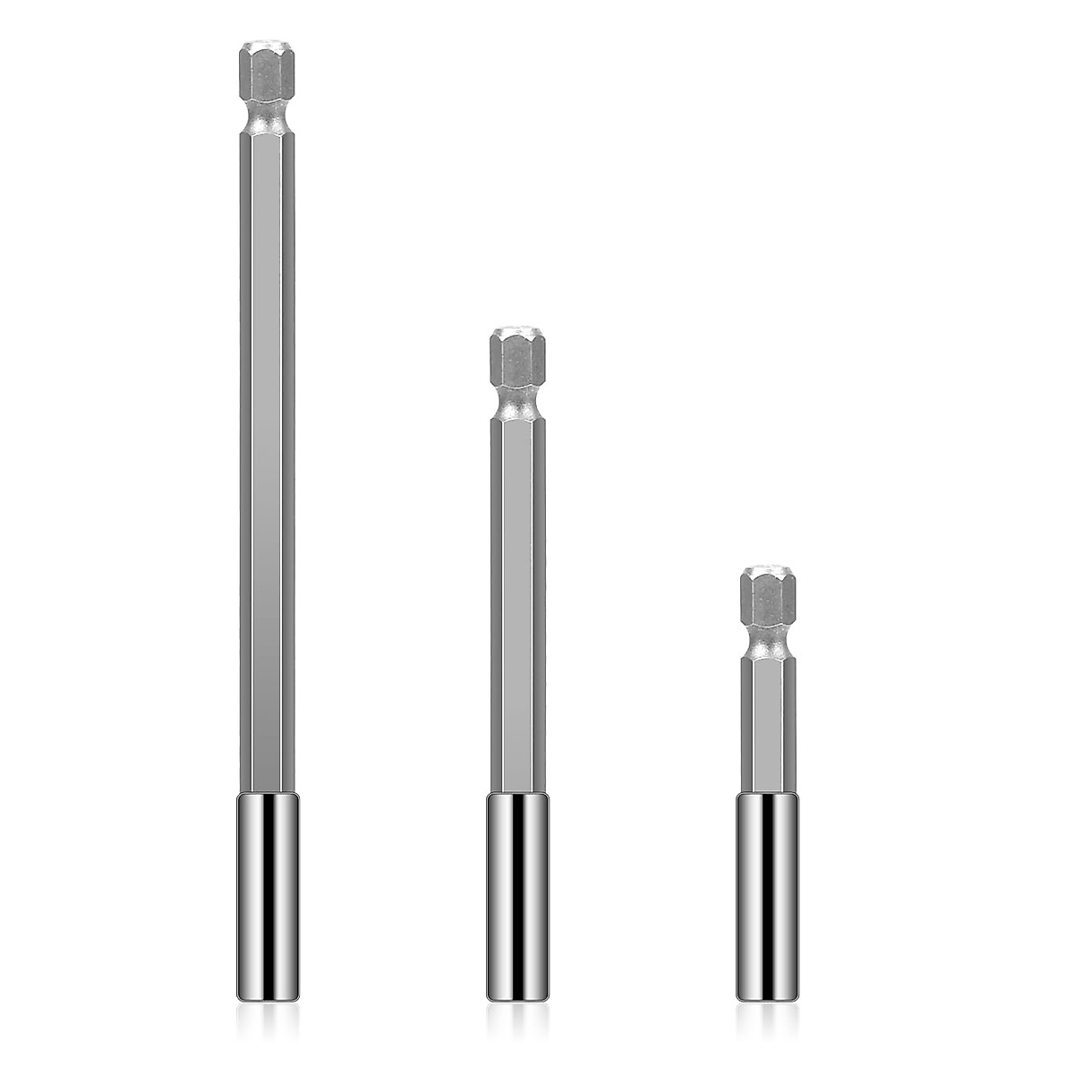 3PCS Magnetic Drill Bit Extension Holder 1/4" Hex Shank Magnetic Screwdriver Bit Holder S2 Steel Impact Driver Bit Set for Automotive Maintenance DIY Repair Work, 2, 4, 6-inch Extensions