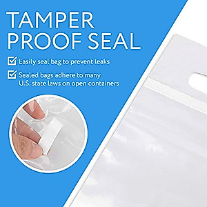 IMPRESA - Clear Plastic To Go Wine Bags with Handles - 50 Pack - Great for Restaurants, Bars, Travel, and Housewarming Gifts - Fits 25 oz Bottles - Tamper Proof Seal