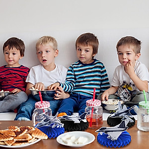 Tenceur 12 Pcs Airplane Party Decorations Airplane Honeycomb Centerpieces Air Force Theme Party Supplies Fighter Jet Party Supplies for Party Table Decorations Aviation Plane Birthday Photo Props