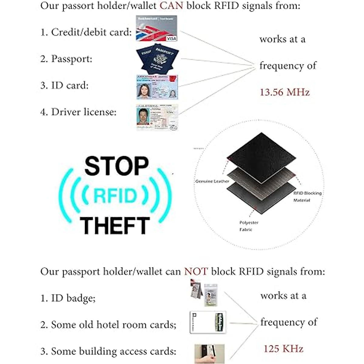 KALMORE Women's Leather RFID Secured Spacious Cute Card Wallet Small Purse, Black, Two Zippers