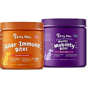 Allergy Immune Supplement for Dogs - with Omega 3 Wild Alaskan Salmon Fish Oil + New Zealand Green Lipped Mussel Chewable Treats for Dogs