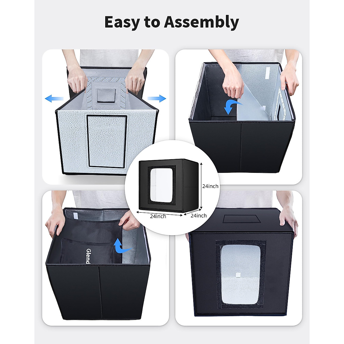 Glendan 24"x24" Light Box Photography, Large Photo Light Box with 288 LED Beads, CRI >95, Professional Portable Photo Booth Shooting Tent Kit with 6 Color Backdrops for Product Photography