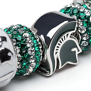 MSU Spartan Helmet Charm for Bracelets - Michigan State Spartans Charm - Hypoallergenic Stainless Steel Bracelet Beads - Michigan State Jewelr for Women