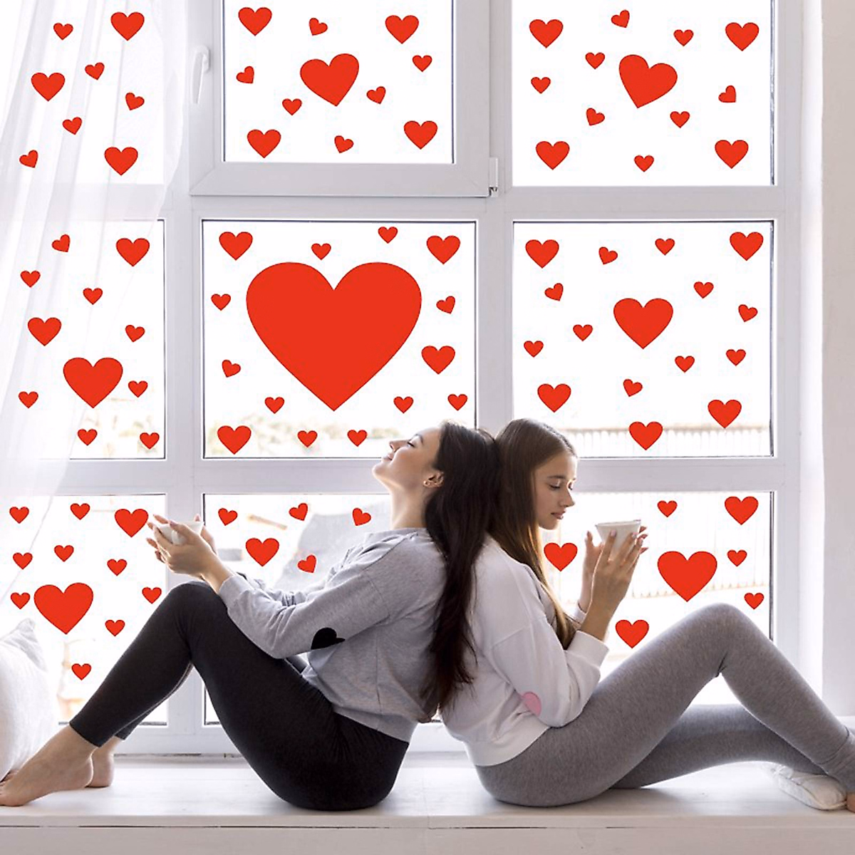 DRON TOOON Love Heart Valentine's Day Wall Decor(97 Decals )Red Heart Stickers Home Decor for Kids Girl Teen Room Office Valentines Hearts Accessories Birthday Party Supplies Gifts