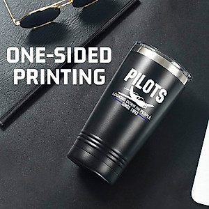 Onebttl Pilot Gifts For Men, Male, Him - Pilot Looking Down on People Since 1903-20oz/590ml Stainless Steel Insulated Tumbler with Lid, Message Card - Aviation, Airplane Gifts for Aviator - (Black)